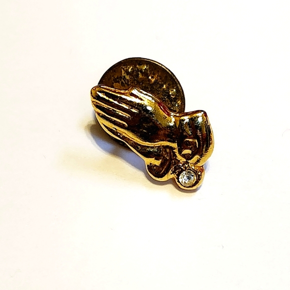 Jewelry | Gold Praying Hands Pin With Gemstone | Poshmark